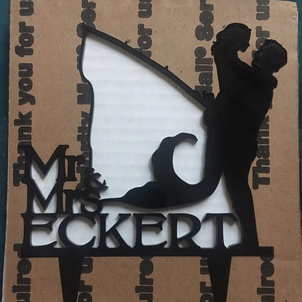 Man Holding Mermaid Mr. and Mrs. Custom Wood Wedding Cake Topper ...