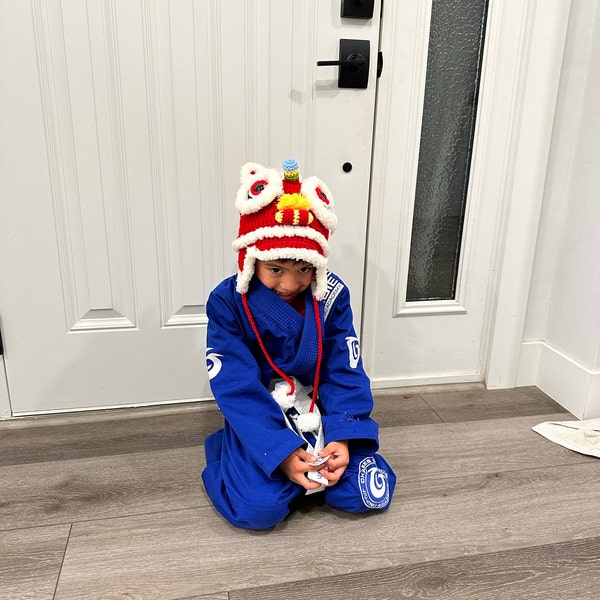 Lunar New Year Decor Crochet Lion Dance Winter Hat for Chinese New Year ...