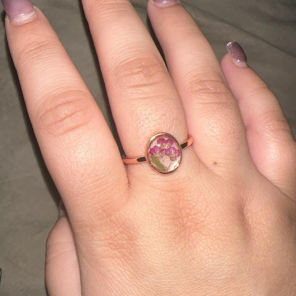 Pressed Flower Rings for Women, Handmade Real Flower Rings, Birthday Gift, Christmas Gift for ...
