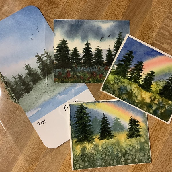 A Tiny Barn Landscape Print Little Mini Watercolor Painting Miniature ...