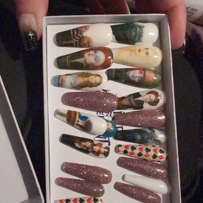 Full Set of Acrylic Nails.. inspired LABYRINTH David Bowie. Any Shape ...