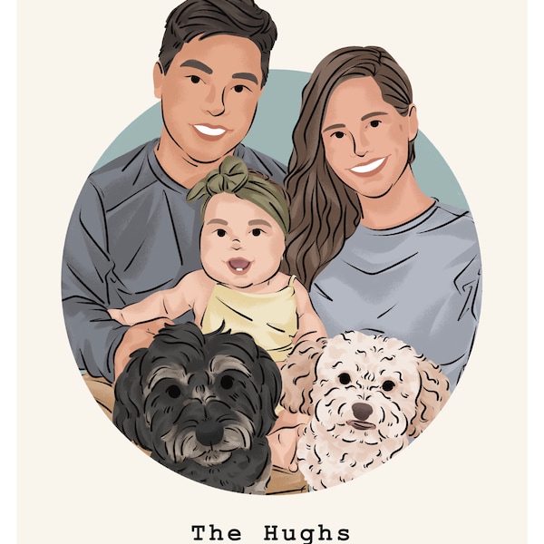 Custom Family Portrait Illustration (digital Portrait) - Etsy