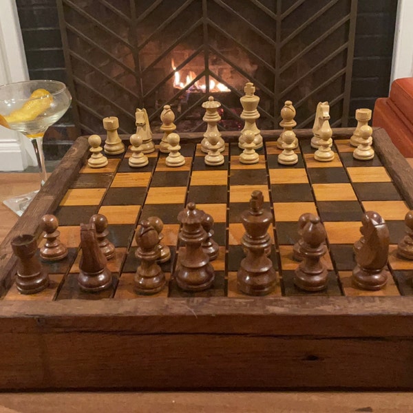 Ton of Worm Holes Chess Set in Reclaimed Wormy Chestnut Barn Wood Sku ...