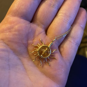 Sun Necklace/ Wire Wrapped Sun/ Handmade Wire Wrapped Sun /crystal ...