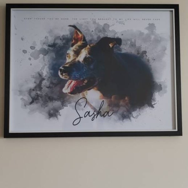 Personalised Staffy Pet Portrait | Custom Staffy Watercolour Portrait ...