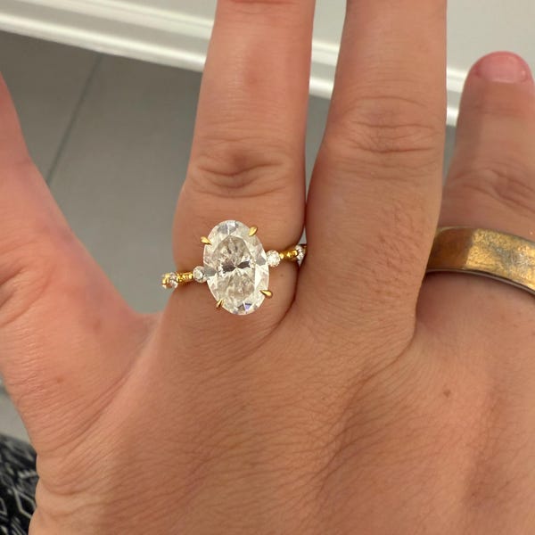 Floral Oval Cut Moissanite Engagement Ring Vintage 14K Gold Moissanite Diamond Wedding Ring ...