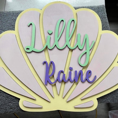 Personalized Seashell Wooden Sign, Nursery Name Sign, Baby Housewarming ...