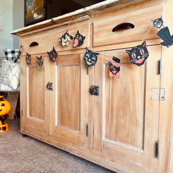 Vintage Halloween Decor Garland Retro Banner Kitsch Halloween Black ...