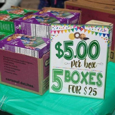 Cookie Price Sign, 5 Dollars per Box 5 for 25, Cookies Sold Here ...