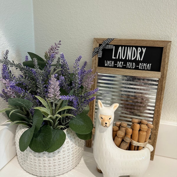 Laundry Room Decor - Washboard Sign - Wash Dry Fold Repeat - Farmhouse ...