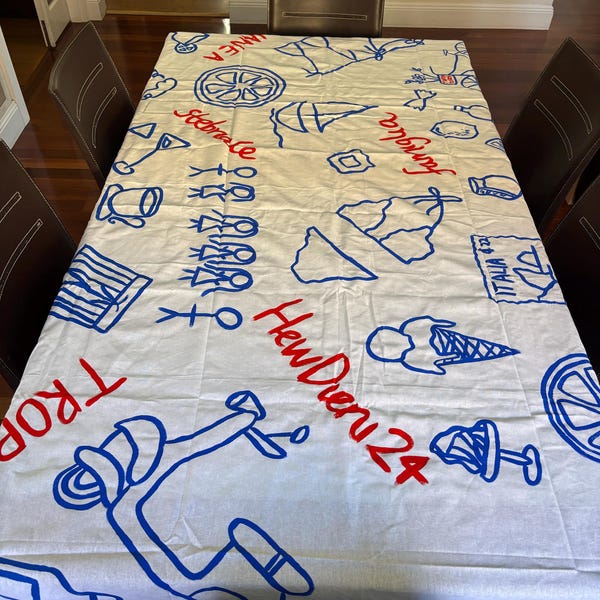 Hand Painted Table Cloth- Friendsmas - Etsy