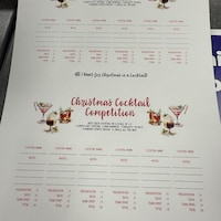 Printable Christmas Cocktail Competition 4.25 X 11” Score Card for 5 ...