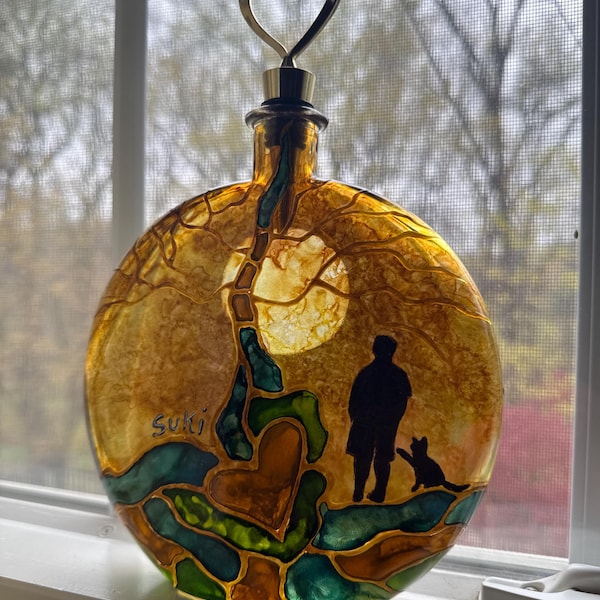 Glass Urn Tree of Life Human Ash Urn Memorial Glass Cremation Urn Hand ...