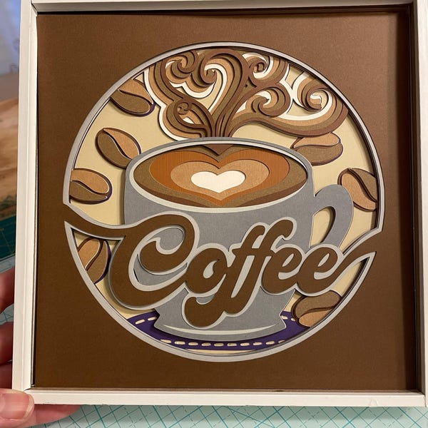 Coffee Shadow Box Svg, Shadow Box Svg, Coffee Svg, Cricut Svg, Card ...