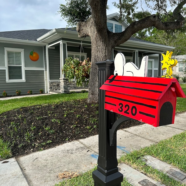 Snoopie and Woodstock Mailbox With House Numbers - Etsy