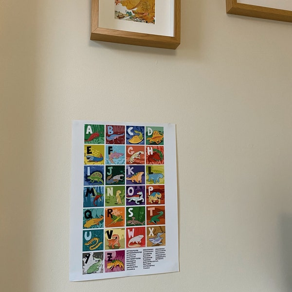 Prehistoric Alphabet Poster Ice Age With Mammoth, Sabre Tooth Tiger ...