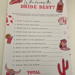 Hen Party Games, Who Knows the Bride Best, Last Rodeo Hen Party ...