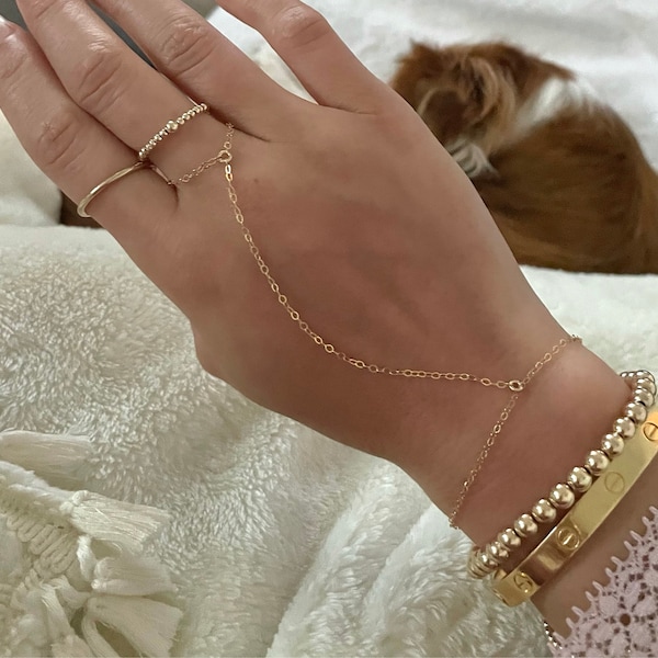Simple Hand Chain Bracelets in 14K Gold Filled and Sterling Silver ...