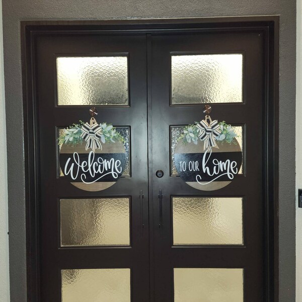 Double Door Front Door Decor | Welcome to Our Home | Double Door Signs ...