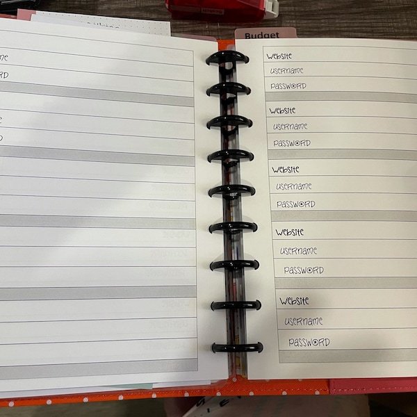Password Keeper Happy Planner Insert - Etsy