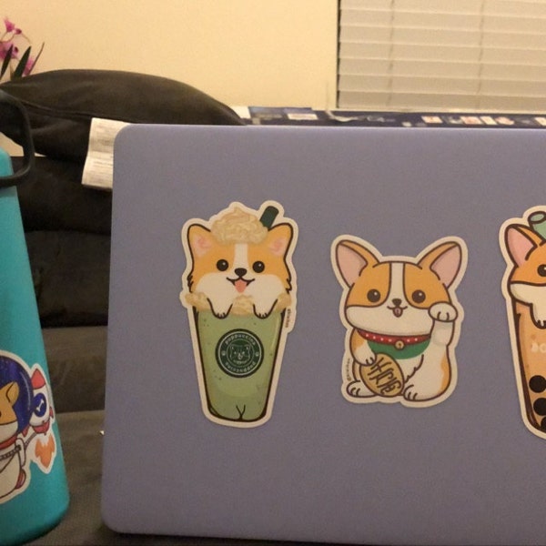 Boba Corgi Sticker, Corgi Stickers, Vinyl Stickers, Boba Stickers ...