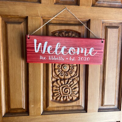 Welcome Sign, Welcome Door Sign, Personalized Sign, Family Name Sign ...