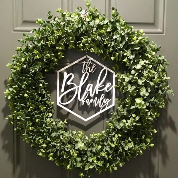 Front Door Name Sign Last Name Sign Wreath Hanger Wood Name Sign ...