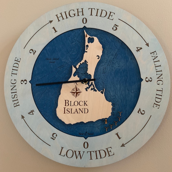 Coastal 3D Wood Map Tide Clock, East Coast Nautical Chart Tide Clock ...