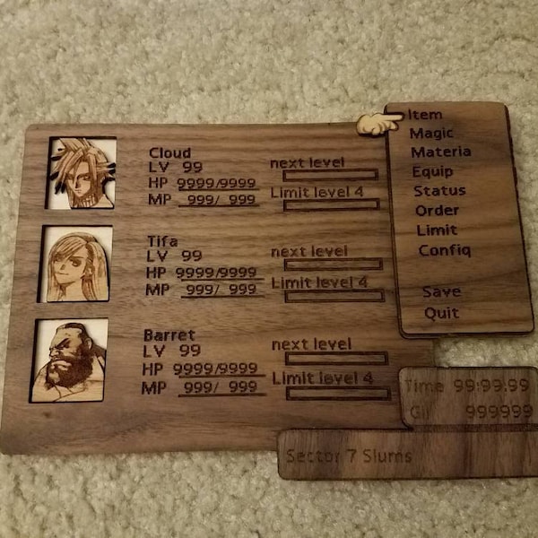 Custom Wooden Final Fantasy 7 Menu Screen With Characters You Can Pick ...