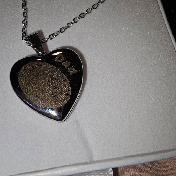 Heart Locket Necklace With Fingerprint, Handwriting Jewelry, Photo ...