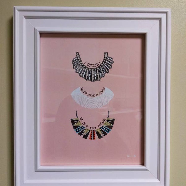 RBG Dissent Collars Art Print, Supreme Court Justice Ruth Bader ...