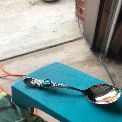 Beaded Chowder Spoon, Soup Spoon, Wire Wrapped Spoon, Dip Spoon, Beaded ...