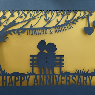 Anniversary Card Personalised Papercut Card, Wedding Anniversary ...