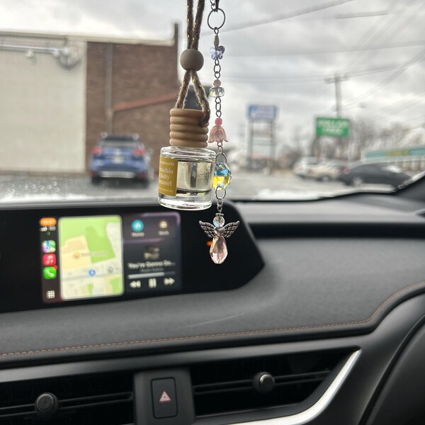 Lily of the Valley With Rose Quartz Car Rear View Mirror Charm, Car ...