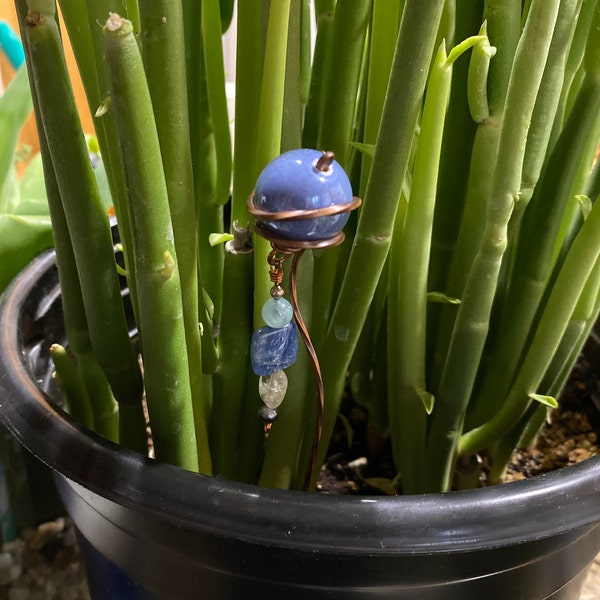 Artistically Created Plant Stake Design, Natural Agate Slice, Upcycled ...