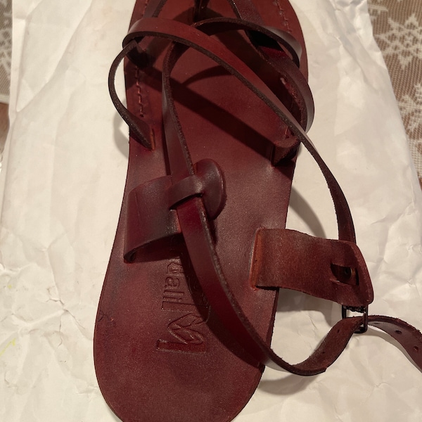 Women's Brown Leather Jesus Sandals, Classic Gladiator Style, Greek ...