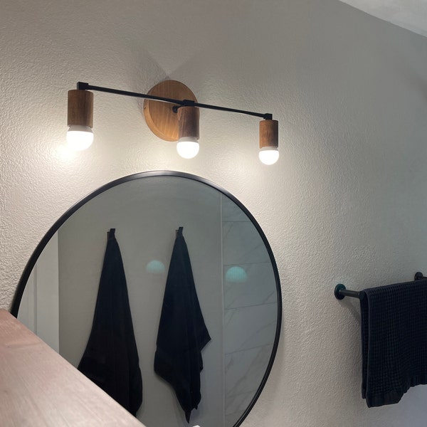 Oak Finish Lamp - Vanity Lighting - Farmhouse Lighting - Rustic Wall ...