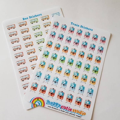 50 Cute Bus/transport/commute Planner Stickers - Etsy