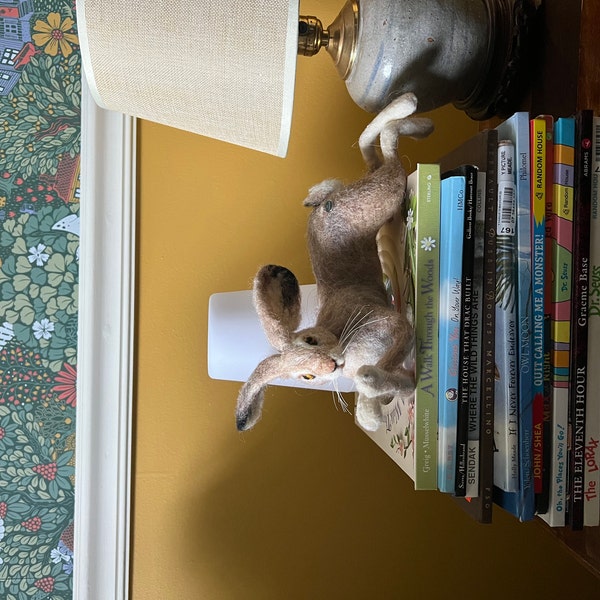 Reclining Hare/rabbit Lover Gift/hare Sculpture/felted Rabbit/felt ...