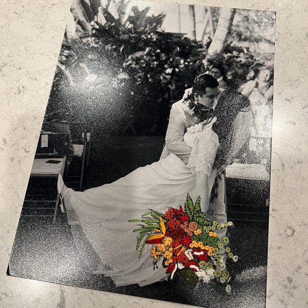 Custom Background Hand Embroidered Photo Birthday Gift Memorial Gift ...