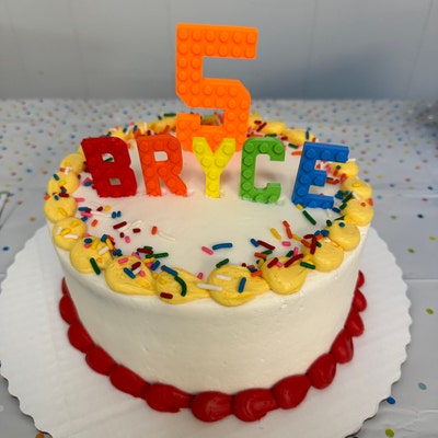 Kids Birthday Cake Name Sign Tiny Brick Letters for Cake Cake Topper ...