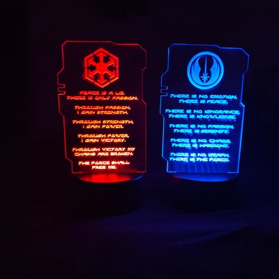 Jedi and Sith Code Hologram LED Night Light With Remote Control Star ...