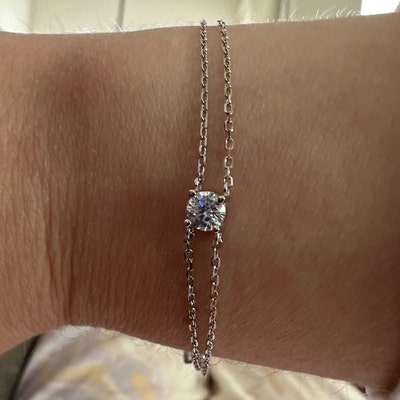 Double Chain Diamond Bracelet by Caitlin Minimalist Dainty Minimalist ...