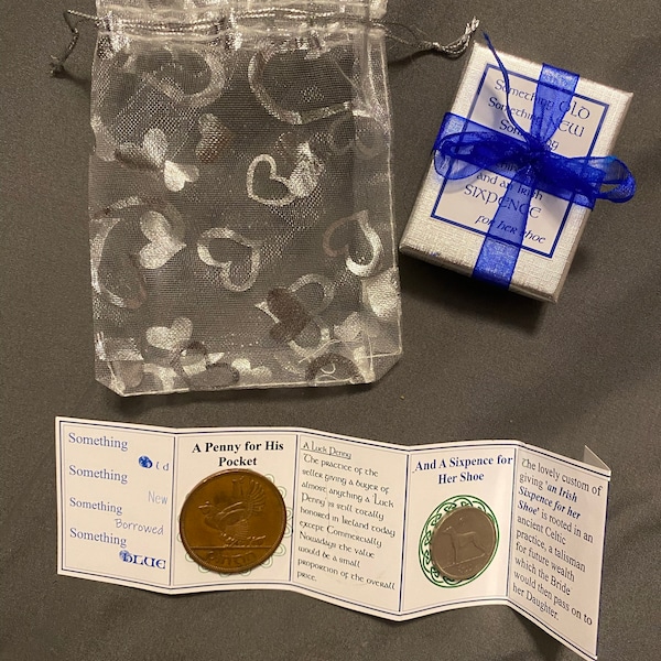 Irish Wedding Coin Gift, Penny for His Pocket, Sixpence for Her Shoe - Etsy