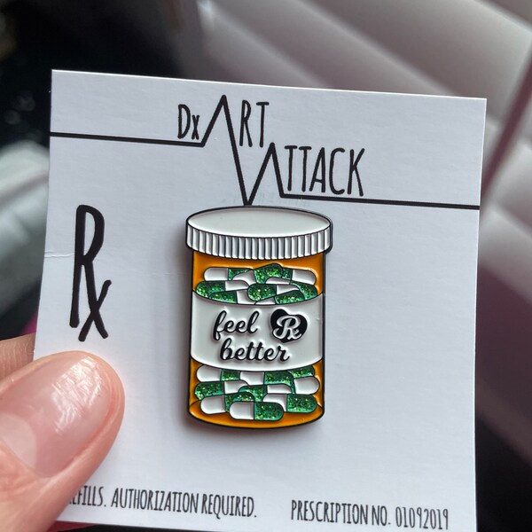 Feel Better Pill Bottle Pin - Etsy