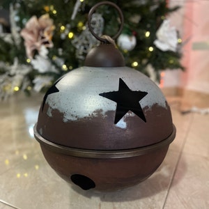 Jumbo Extra Large Galvanized Metal SET OF 3 Large Jingle Bell Christmas ...