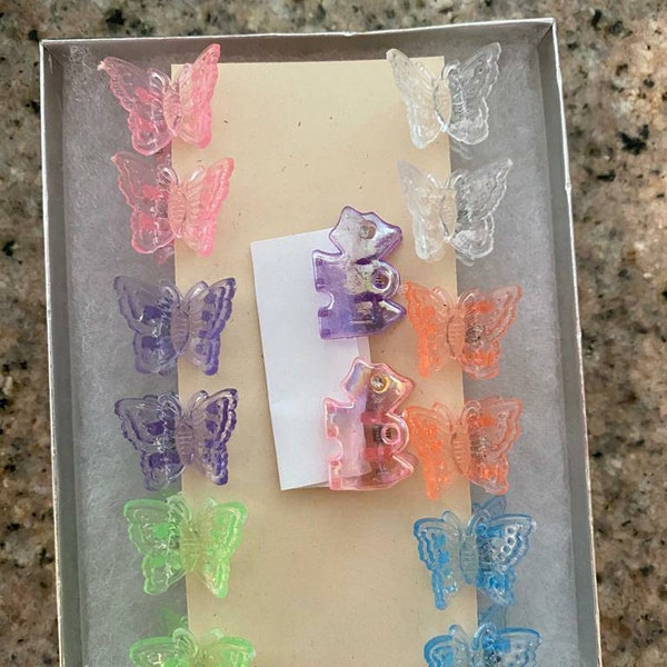 Butterfly Clips 12 Pc Set 3/4"x3/4", 1990s Butterfly Clips, Multi-color ...