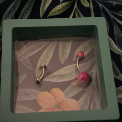 14G F136 Titanium Blue CZ Fat Floating Belly Ring Internally Threading ...