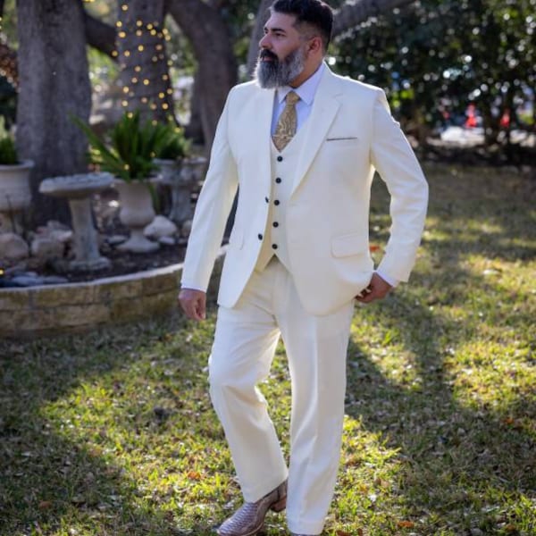 Classic Cream Tuxedo Suit for Men -formalwear- Tailored Suit-the Rising ...