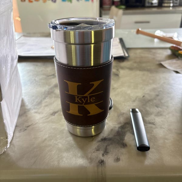 Personalized Engraved Stainless Steel Tumbler,custom Name Leather Wrap ...